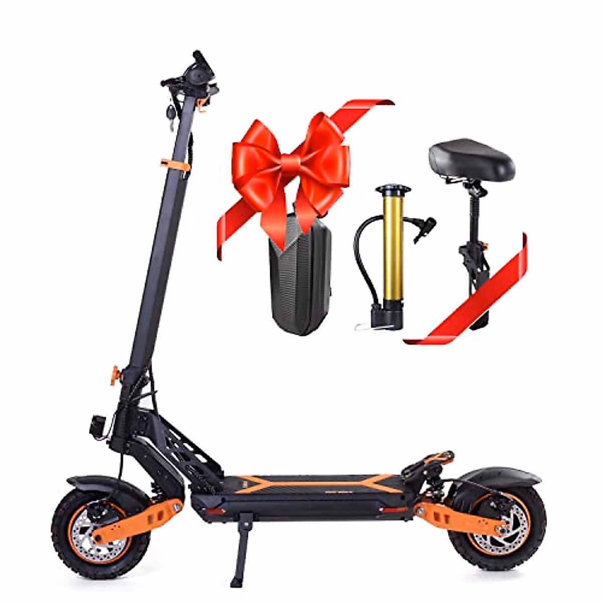 Electric Scooter with Seat, 1000W Electric Scooter for Adults Up to 35 MPH & 50 Miles Ranges, 10" Off Road Tires, Dual Disk Brake & Shock Absorption System, Handbar Case and Air Pump Included