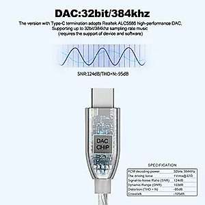 YYSEE USB C to 3.5mm Audio Adapter USB C Headphone Adapter 32bit 384KHz USB C DAC Realtek ALC5686 Type C to AUX Audio Jack Adapter for Pixel, Samsung,Huawei.