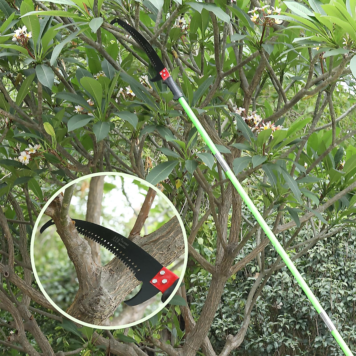 THILEMON Pole Saws for Tree Trimming Manual 26 foot Tree Pole Pruners for Tree Trimming Saw, Tree saw Tree Pole saw manual knives with Storage Pocket.