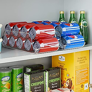 Lifewit 2pcs Soda Can Organizer for Refrigerator Kitchen Pantry Fridge Freezer Countertop Cabinet in Home, Office, Clear Plastic Beverage Drink Holder Rack, Each for 9 Pop Cans 355ml