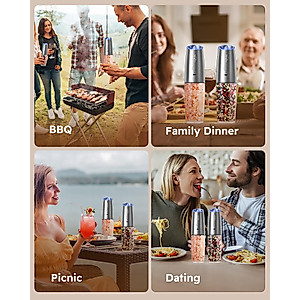 Sangcon Gravity Electric Salt and Pepper Grinder Set Shaker 𝐔𝐩𝐠𝐫𝐚𝐝𝐞𝐝 Rechargeable 9oz XL Capacity - USB-C No Battery Needed One Hand Operation Adjustable Coarsenes Automatic Mill