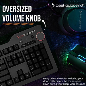 Das Keyboard 4 Professional Wired Mechanical Keyboard, Cherry MX Brown Mechanical Switches, 2-Port USB 3.0 Hub, Volume Knob, Aluminum Top (104 Keys, Black)