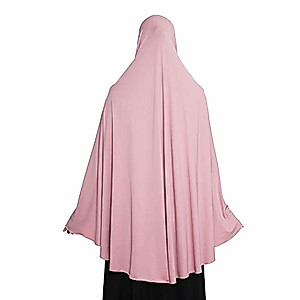 XINFU Women's High Stretch Hijab Muslim Arabian Long Milk Silk Purity Color Chiffon Hijab, Dark Pink, X-Small
