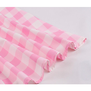 Nihsatin Barbie Pink Swing Dress Tie Shoulder Plaid Printed Knot Waist Dress