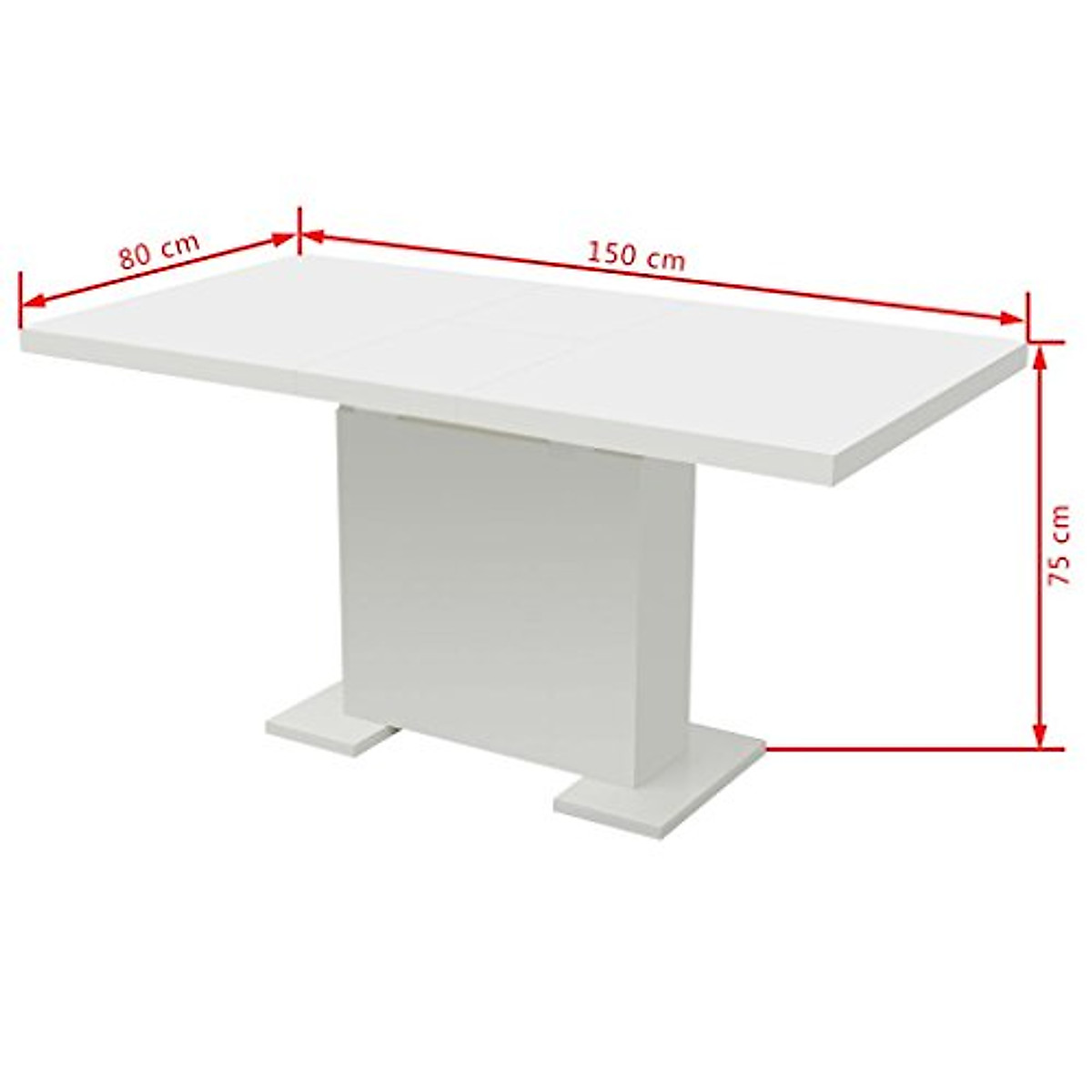Tidyard Extendable Dining Table High Gloss White