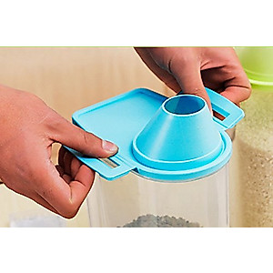 PISSION Pet Food Storage Container with Graduated Cup and Seal Buckles Food Dispenser for Dogs Cats (Blue)