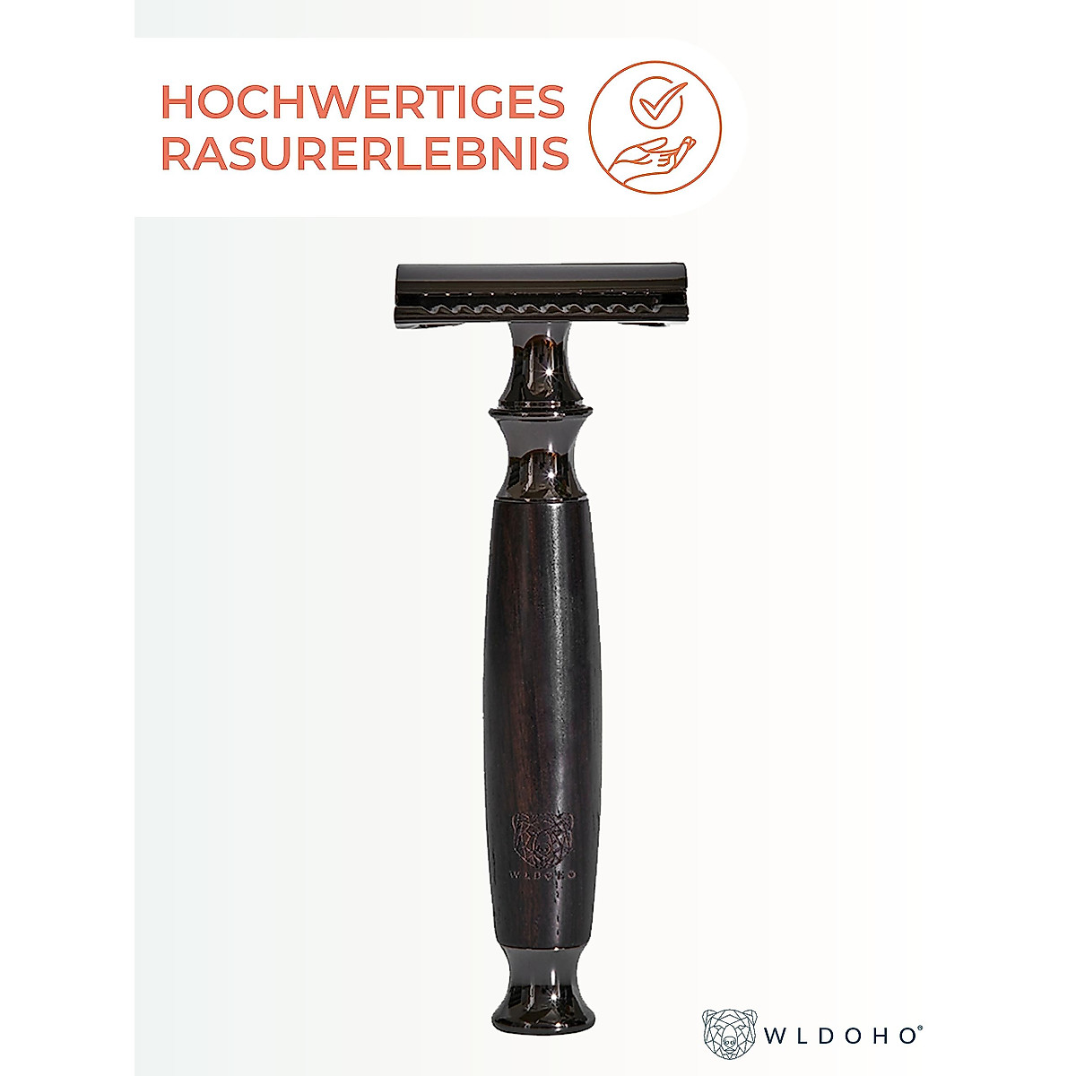 WLDOHO Double Edge Safety Razor - Natural Wooden Handle, Zero Waste and Plastic Free - Reusable Safety Razor for Men and Women - Traditional Shaver with 5 Blade