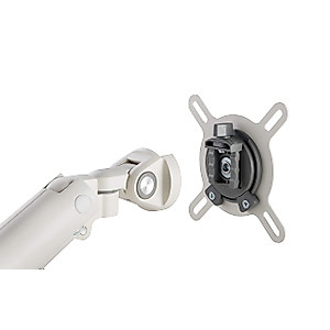 POUT E12 Dual Monitor Arm Mount Stand for Desk- Adjustable Full Motion Tilt/Swivel/Rotate 4-20lbs Capacity 75x75mm 100x100mm VESA 17"-32" Display Each - Extends 19" Forward & 17" High (White/Silver)