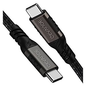 Bolivard USB C to USB C (3.2 Gen) (0.7ft) (100W, 20V, 5A) PD Fast Charging, (20Gbps) Data Transfer, (4K) Video Output, for Charging iPhone 15 Models & Devices with USB-C Input, Black