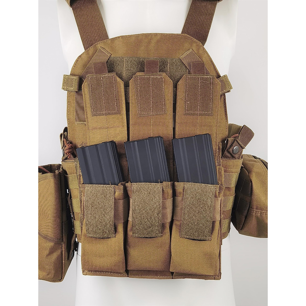 Invenko Heavy Duty Tactical Molle Airsoft Vest Outdoor Hunting Paintball Sports Outdoor Gaming Security Gurad Duty Soft Vest (tan)