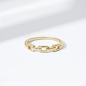 Amazon Essentials 14K Gold Plated Sterling Silver Chain Link Accent Ring Size 6, Yellow Gold