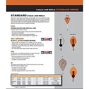 Zimpty 2PCS Keson P100 Octoganal Chalk Line Reel, 1.5mm String, 2-4-Ounce Capacity, 100-Foot (2)