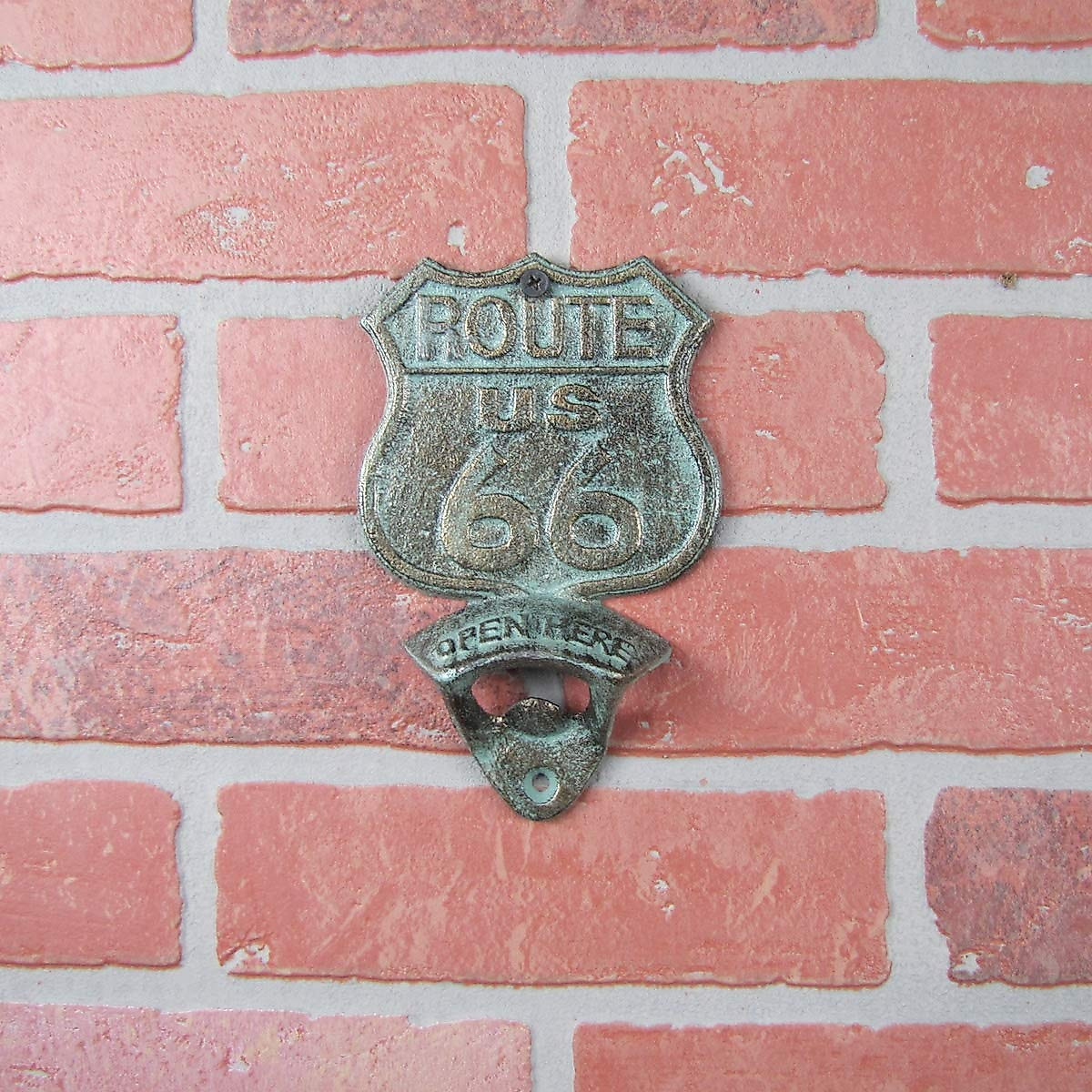 Treasure Gurus Cast Iron US Route 66 Beer Soda Bottle Opener Rustic Bar Pub Decor