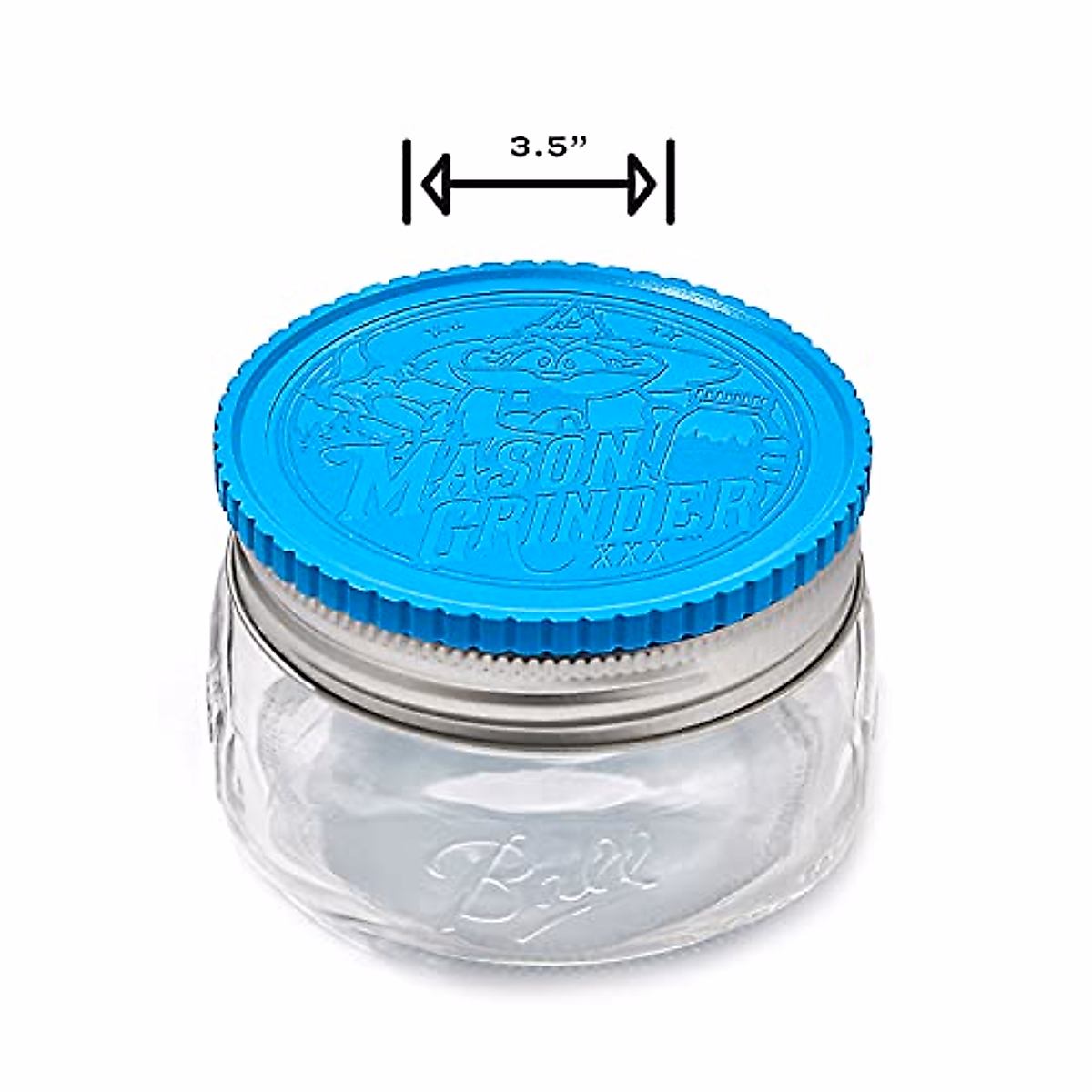 2 Piece Herb Grinder with Holes by Mason Grinder - Large Mouth - 2 Piece Herb Grinder with Holes - Fits on Wide Mason Jars (Jar Not Included)