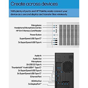 HP TE 02 2023 Gaming Desktop | Intel i9-12900 16-Core | NVIDIA GeForce RTX 3080 10GB GDDR6X | Thunderbolt 4 | DP | Wi-Fi 6 | 48GB DDR4 2TB NVMe SSD | Win11 Pro | Natural Silver
