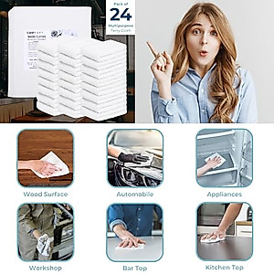 Looperry White Terry Cloth Rags (24 Pack) Commercial Grade 13x13 Lint Free Dish Cloth Multipurpose Cleaning Rags for Housekeeping, Car Wash. Absorbent & Reusable Bar Mop Towels for Kitchen Cotton