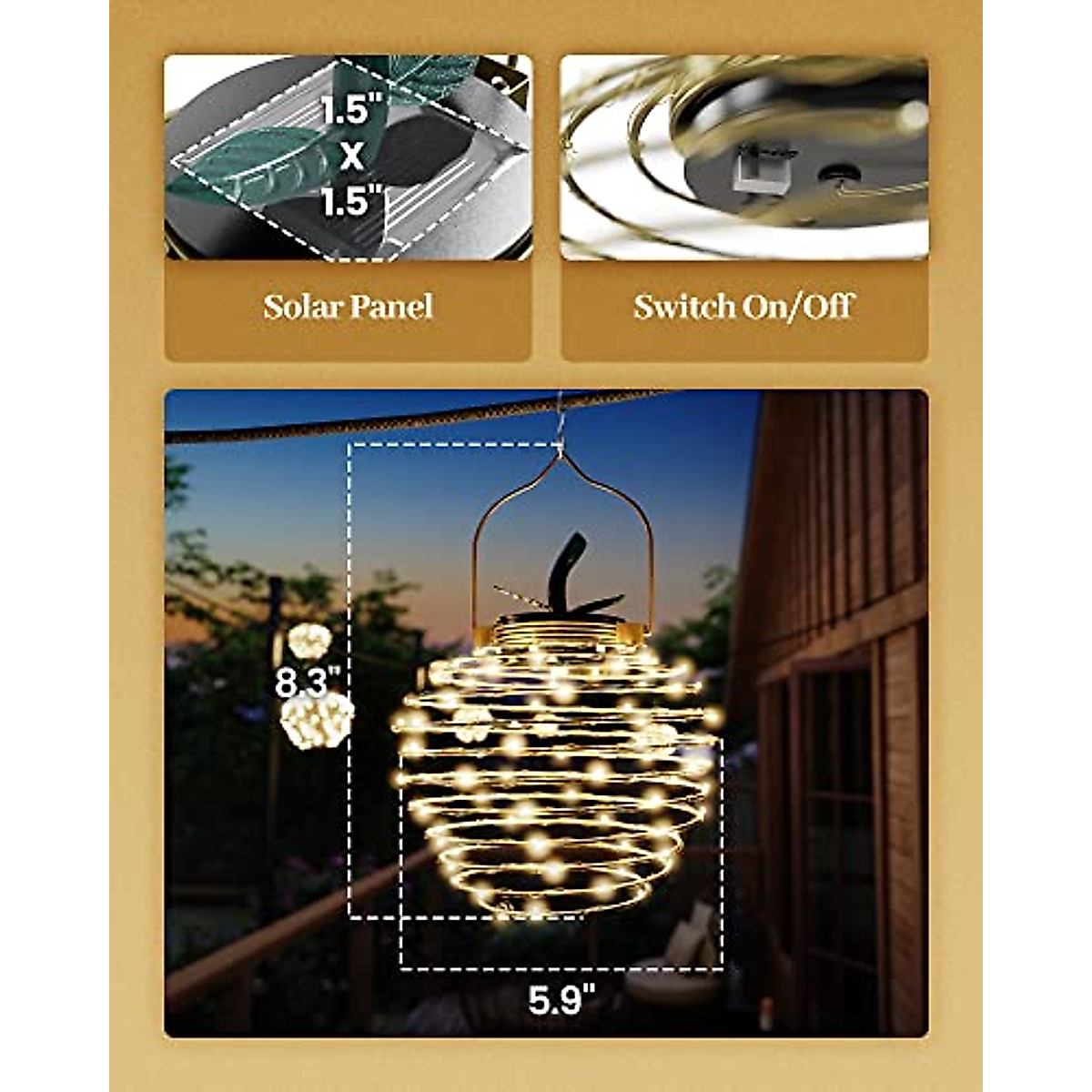 86 LEDs Solar Lights Outdoor Hanging Lantern, JACKYLED Waterproof Apple-Shaped Solar Powered Dusk to Dawn Outdoor Decorative Lighting for Garden, Palm Trees, Sidewalk, Pathway (2 Pack)