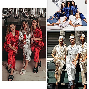 SWOMOG Womens Pajamas Satin 4 Piece Sleepwear Cami Tops And Ruffle Shorts Silk Long Pajama Pants Soft Summer Loungewear Pjs Champagne