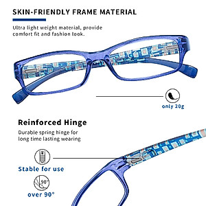 Madison Avenue 4 Pack Multicolor Blue Light Blocking Reading Glasses for Women Spring Hinge +1.75