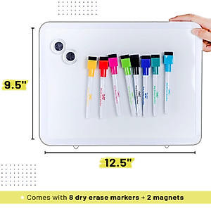 Mr. Pen- Dry Erase Whiteboard, 12.5" X 9.5", Small White Board, Dry Erase Board, Whiteboard with 8 Dry Erase Markers, Small Dry Erase Board, Whiteboard, White Board Dry Erase, Magnetic Dry Erase Board