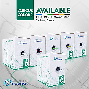 SmarTech Cables Cat 6 Cable 1000ft (Riser) - UTP 4 Pair Solid Conductor, Easy to Install Cat6 Riser 1000ft, High Speed 10 Gbps, 23 AWG Cat6 1000ft Ethernet Cable, Certified Bulk Cat6 Cable 1000ft