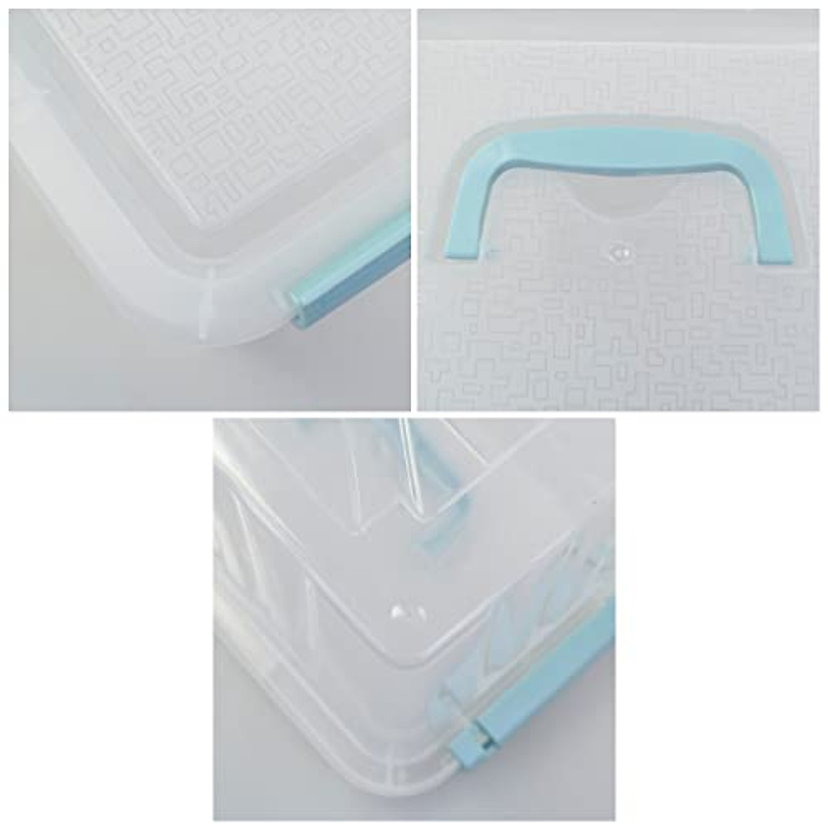 Ucake 8 Quart Plastic Small Storage Box with Handel, Clear Storage Bin with Lid, 6 Pack