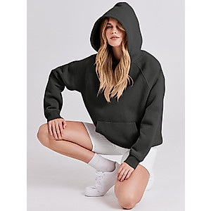 ANRABESS Women Hoodies Oversized Fleece Long Sleeve Comfy Casual Basic Pullover Sweatshirts 2025 Fall Outfits Sweater Black Medium