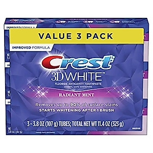 Crest 3D White Toothpaste Radiant Mint, 3.8 Oz (Pack of 3)