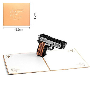 HUNGER Handmade 3D Pop Up Gun Sharpshooter Birthday Cards Creative Greeting Cards Papercraft (Q513202)