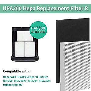 6 Pack HPA300 HEPA Filter Replacement R with 8 Pack Activated Carbon Filter A Compatible with Honeywell Air Purifier HPA 100/200/300 and 5000 Series, for Honeywell Air Purifier Filter Replacement