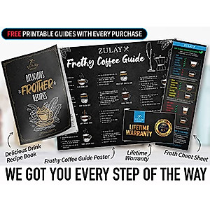 Zulay Powerful Milk Frother Handheld Foam Maker for Lattes - Whisk Drink Mixer for Coffee, Mini Foamer for Cappuccino, Frappe, Matcha, Hot Chocolate by Milk Boss