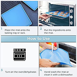 4PCS Silicone Dehydrator Sheets with Edge, Fruit Leather Trays for 13" x 12" Dehydrator Trays, Compatible with Cosori CP267-FD, Non-stick Reusable Dehydrator Mats Liner for Meat, Herbs, Vegetable