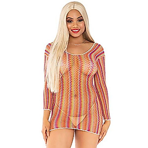 Leg Avenue womens Fishnet Long Sleeve Halter Dress Lingerie Set, Multi, One Size US