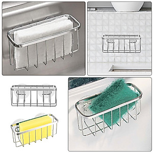 ALAHUGYEF Sponge Holder for Kitchen Sink Sponge Holder, Kitchen Sponge Holder, Dish Sponge Caddy Organizer Holder for Kitchen & Bathroom, Sponges, Scrubbers, Soaps, with Suction Cups, 1 x Sponge