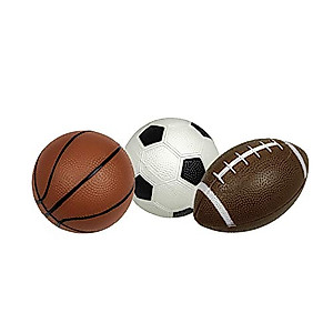 Poolmaster Waterproof Sport Game Balls (Football, Basketball, Soccer Ball) for Kids (Pack of 3), Traditional Colors, Model Number: 72731
