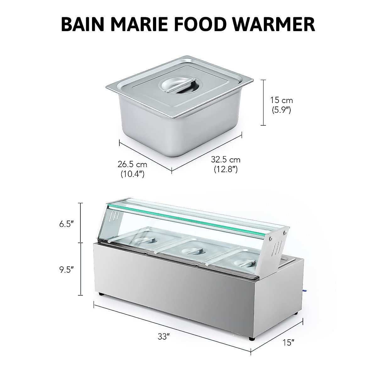 Wilprep Commercial Food Warmer for Parties Hotels Restaurants,1200W Buffet Server and Warmer,3pc Electric Warming Tray or Sauces,Catering with 3 Stainless Steel Chafing Dishes,Silver(3 pan)
