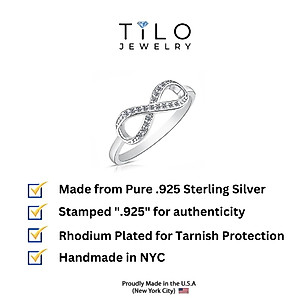 TILO JEWELRY 925 Sterling Silver Forever Infinity Ring with CZ (6)