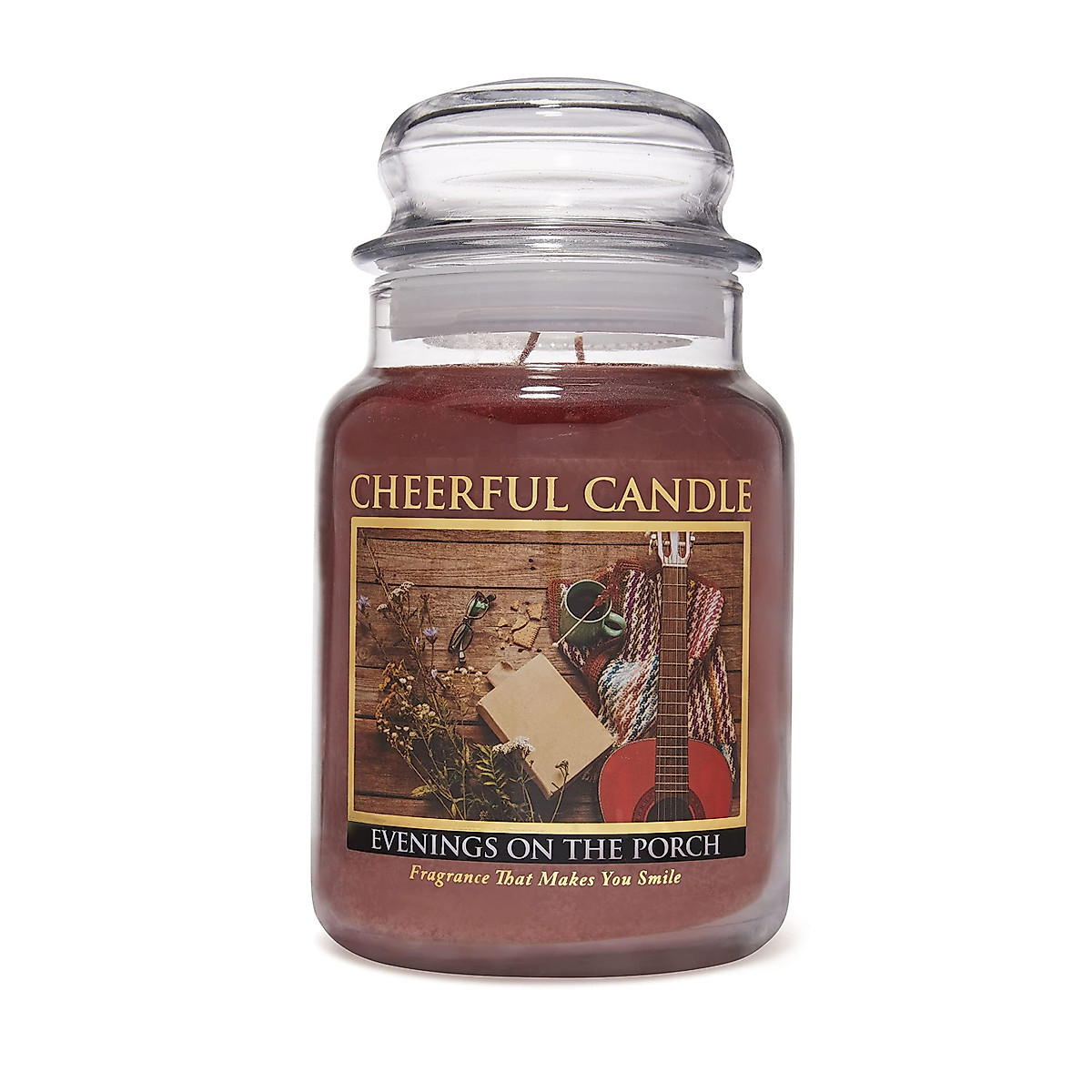 A Cheerful Giver - Evenings On The Porch Scented Glass Jar Candle (24 oz) with Lid & True to Life Fragrance Made in USA