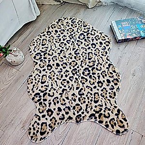 Leopard Rug Animals Cheetah Print Area Rug Faux Cowhide Carpet Shag Rug Foot Mat Pad for Living Room Bedroom Office Chair Sofa Home Decor 2' x 3'
