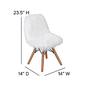 EMMA + OLIVER Kids Shaggy Dog White Accent Chair - Desk Chair - Playroom Chair