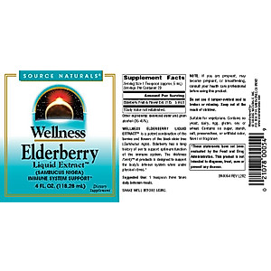 Source Naturals Wellness Elderberry Liquid Extract, for Immune System Support* - Sambucus nigra - 4 Fluid oz