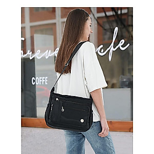 A bundling of cross-body shoulder bags and RFID card wallet for ladies(blue-large)