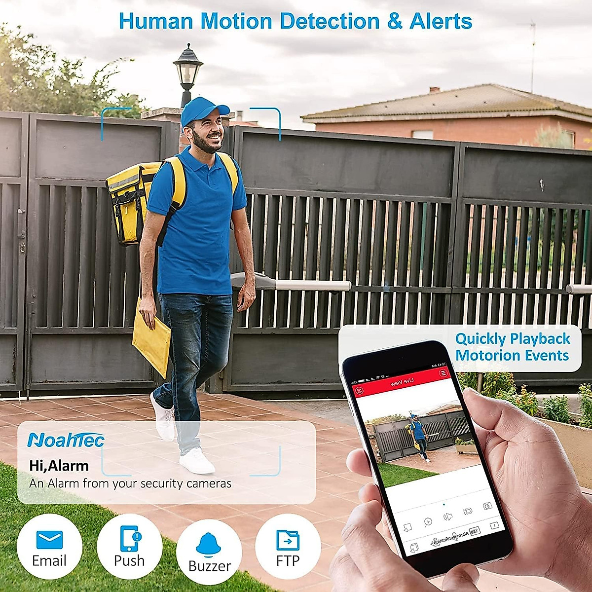 NOAHTEC 4MP PoE Security Camera System, 4Pcs CCTV Security Cameras System 2K IP Home Security Cameras with 8CH 8MP 4K NVR &Hard Drive 1TB, Person VehicleDetection, Two-Way Audio, 100ft Night Vision