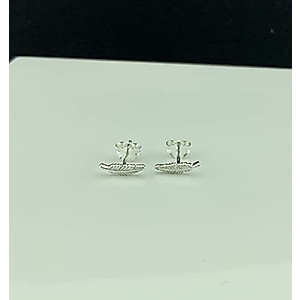 Sterling Silver Womens Dainty Feather Stud Earrings Gifts for Girlfriend Ladies 0.39in