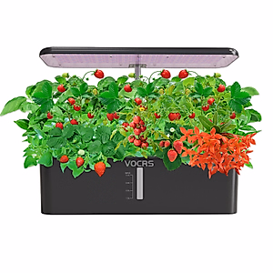 Hydroponics Growing System Indoor Garden - VOCRS 12 Pods Herb Garden Kit Indoor with LED Grow Light, Plants Germination Kit(No Seeds) with Pump System, Adjustable Height Up to 17.7" for Home, Black