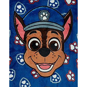 Paw Patrol Boys Wearable Hooded Blanket | Kids Blue Chase the Police Dog All Over Print Fleece Hoodie | Pullover Loungewear