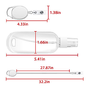 Linkidea 1.69oz Empty Hand Soap Bottles, Portable Travel Plastic Bottles, Fine Mist Spray Bottle, Reusable Squeezable Leak Proof Toiletries Container with Keychain & Stretchable Lanyard (4 Pack)