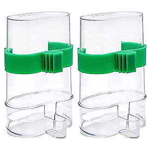 Fiayu 200ml Bird Feeder, Plastic Automatic Drinking Bowl Water Dispenser Feeding Cup Bird Feeder for Lovebirds Canaries Parrot Parakeet(2Pcs) (AMIKQ09WR6US*2)