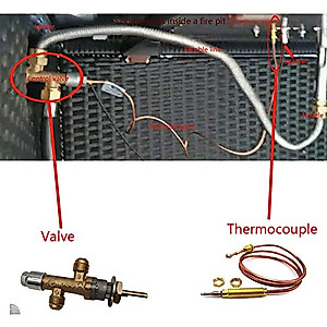 Fire Pit Thermocouple Replacement, Patio Propane Fire Pit Replacement Parts Fire Pit Valve,Low Pressure Lpg Propane With 3/8" Flare Inlet & Outlet Flame Failure Safety Failure Safety Control Fire Pit