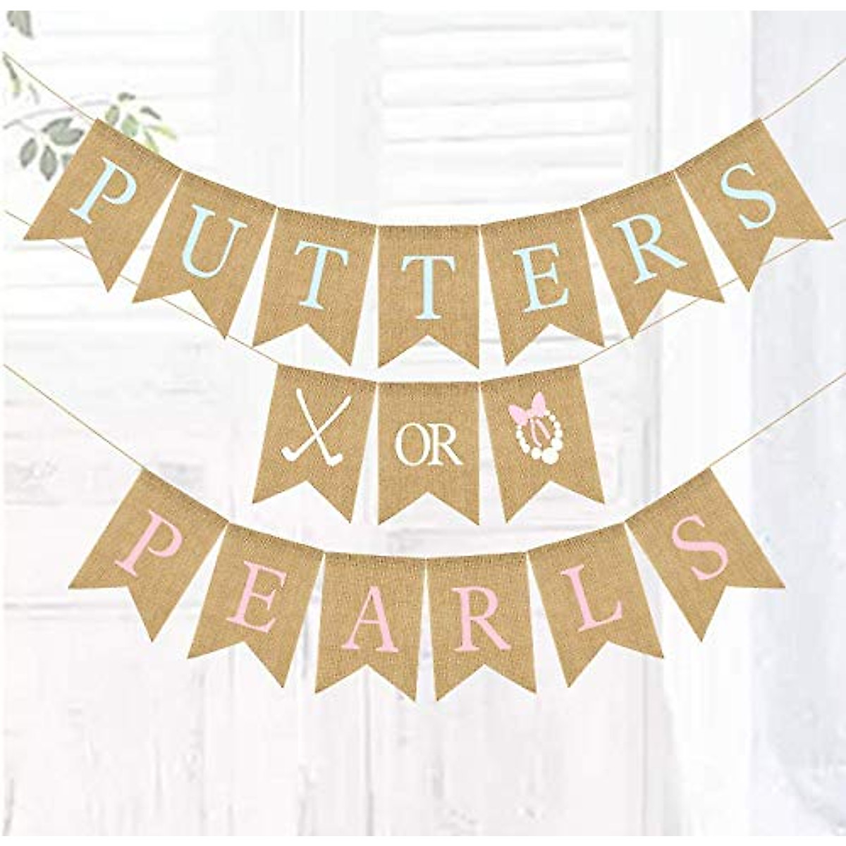 Baby Shower Banner PUTTERS OR Pearls Banner Burlap Banner for Baby Shower Party Garland Photo Booth Props Decoration Favor